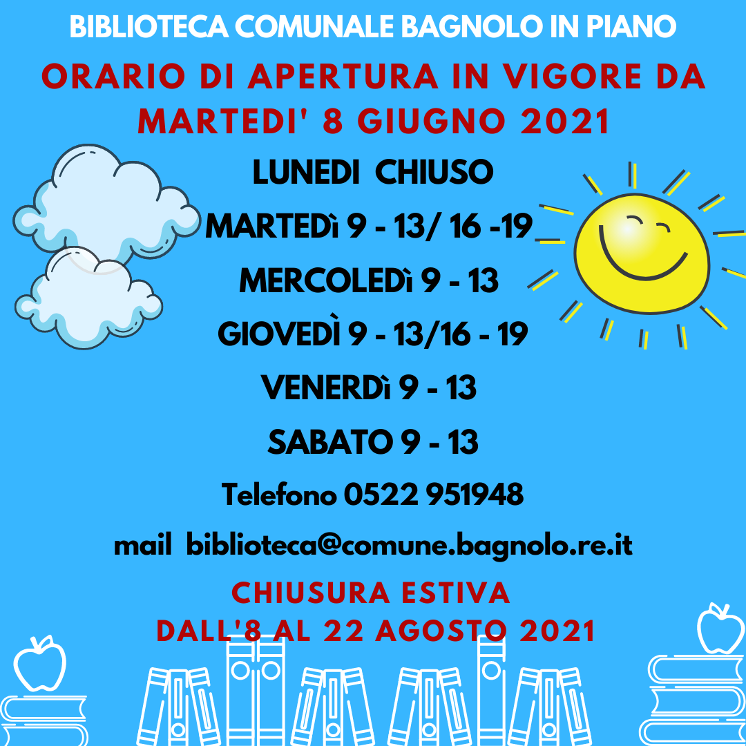 Sistema Bibliotecario » Biblioteca Comunale di Bagnolo in Piano